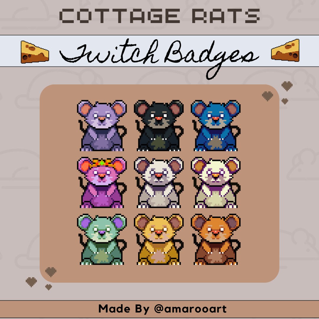 Cottage Rats Twitch Badges and a Bonus Free Emote - Etsy