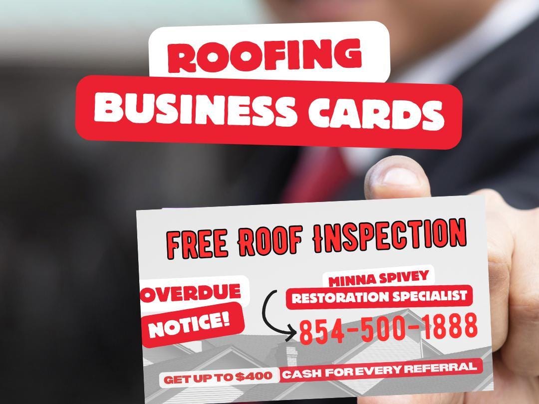 Roofing Business Cards- Free Inspection Cards- Referral Cards - Etsy