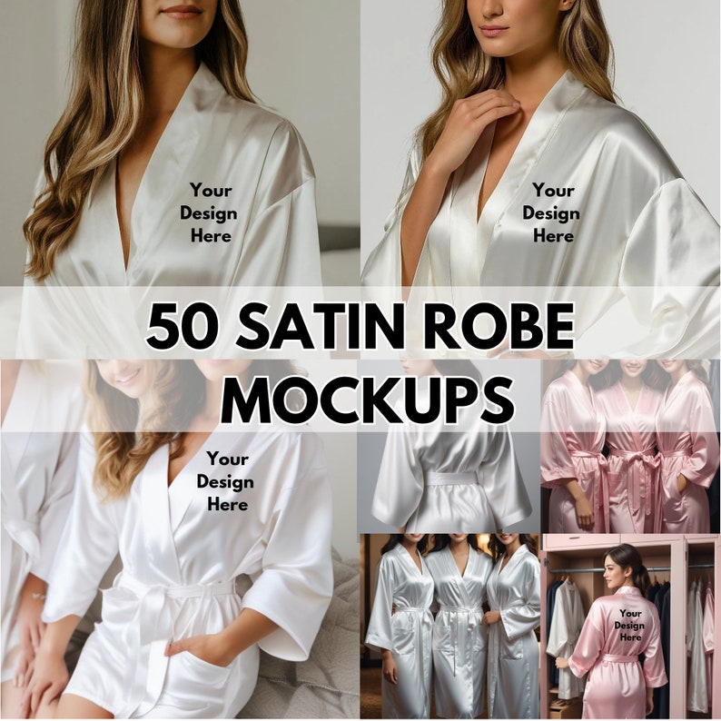 Satin Robe Mockups, 50 Satin Robe Mockups, Satin Robe, Satin Kimono ...
