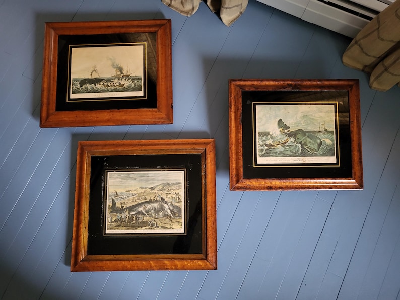 3 New Whaling Prints in Antique Frames - Etsy