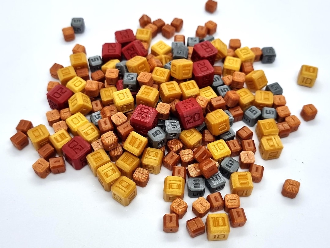 Terraforming Mars Resource Cube Set, 210 Pcs, Gold Silver Copper Ruby ...