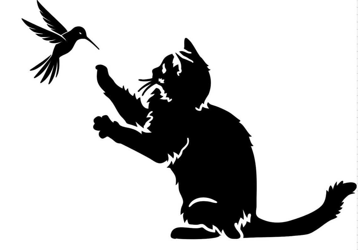 Cat and Hummingbird - Etsy