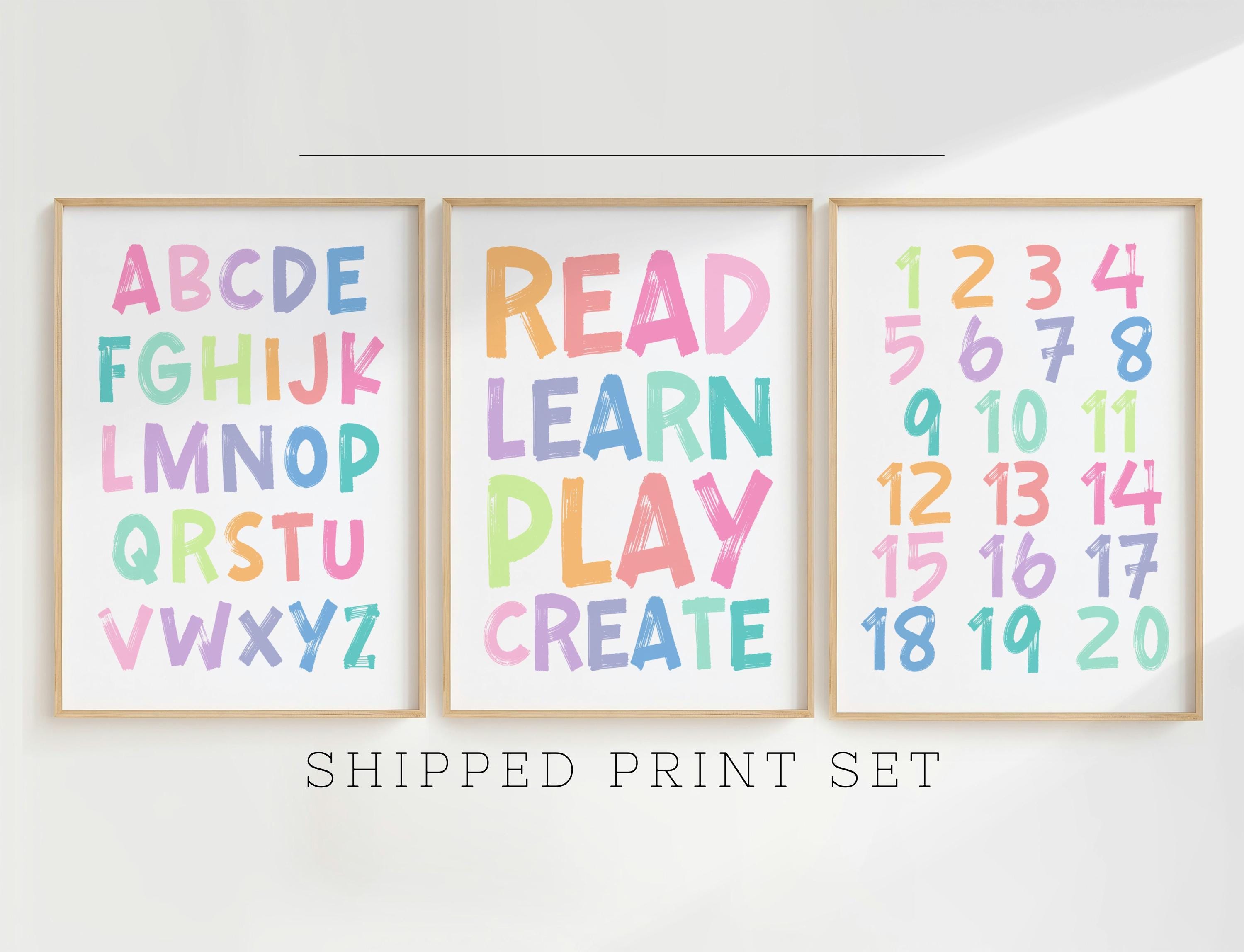Read Learn Play Create, Set of Pastel Playroom Prints, Playroom Wall ...