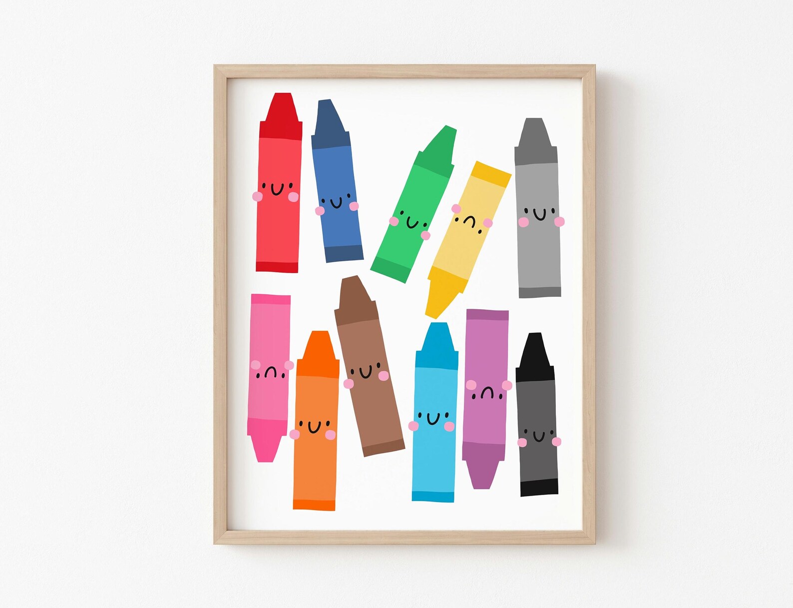 Cute Crayons Wall Art, Rainbow Nursery Decor, Unique Wall Art, Colorful ...
