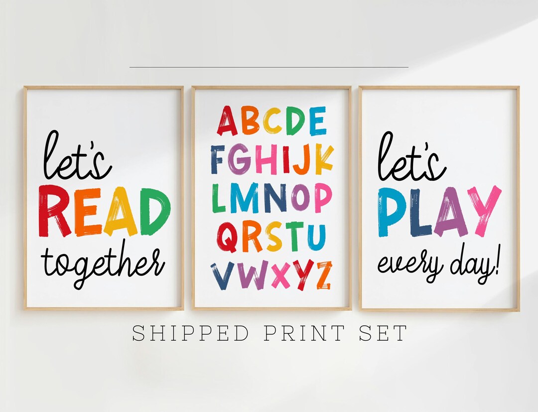 Playroom Prints Set: ABC Poster, Let's Play, Let's Read, Rainbow ...