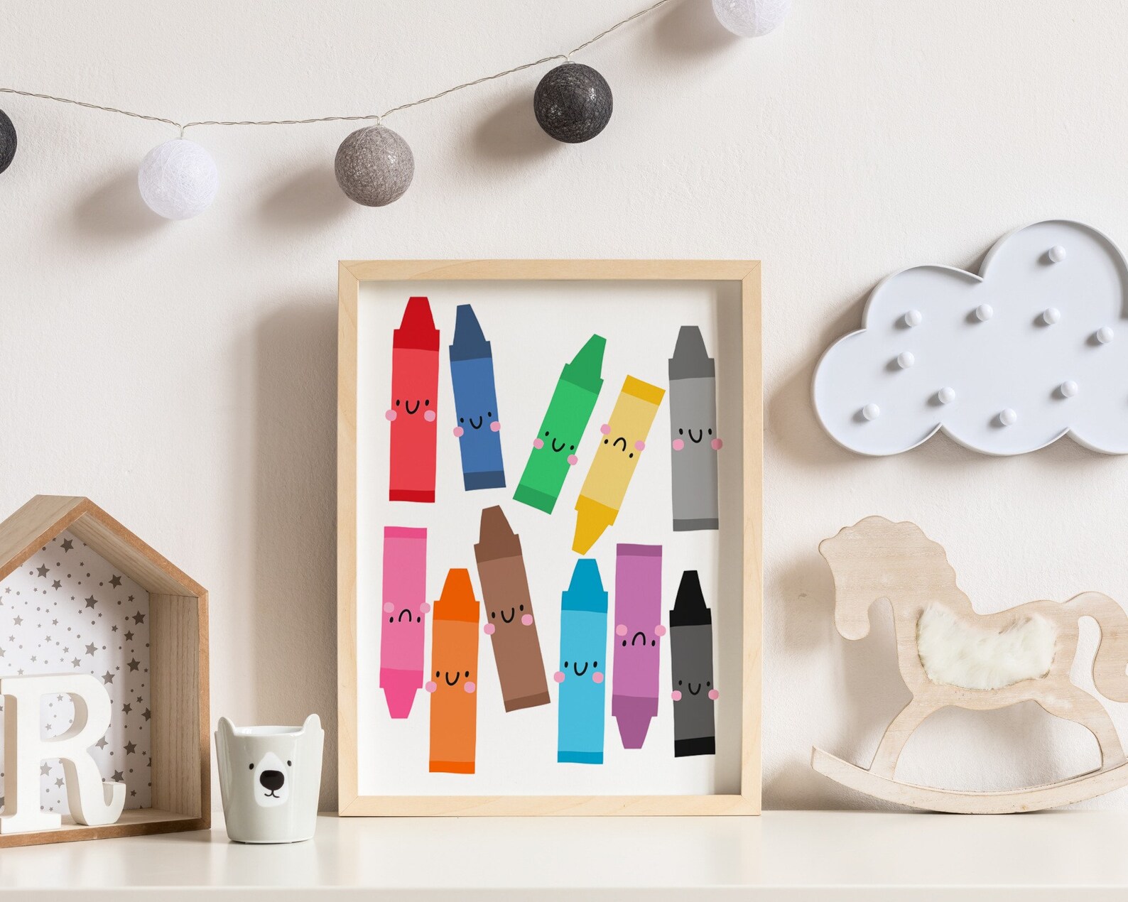 Cute Crayons Wall Art, Rainbow Nursery Decor, Unique Wall Art, Colorful ...