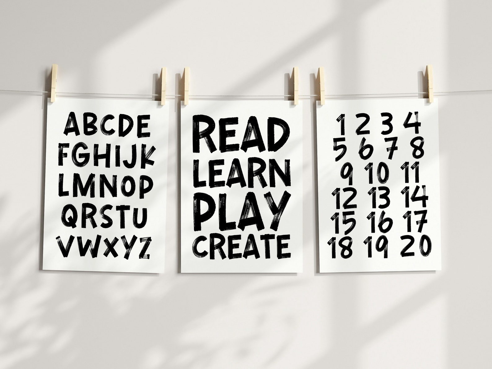 Read Learn Play Create, Set of Pastel Playroom Prints, Playroom Wall ...