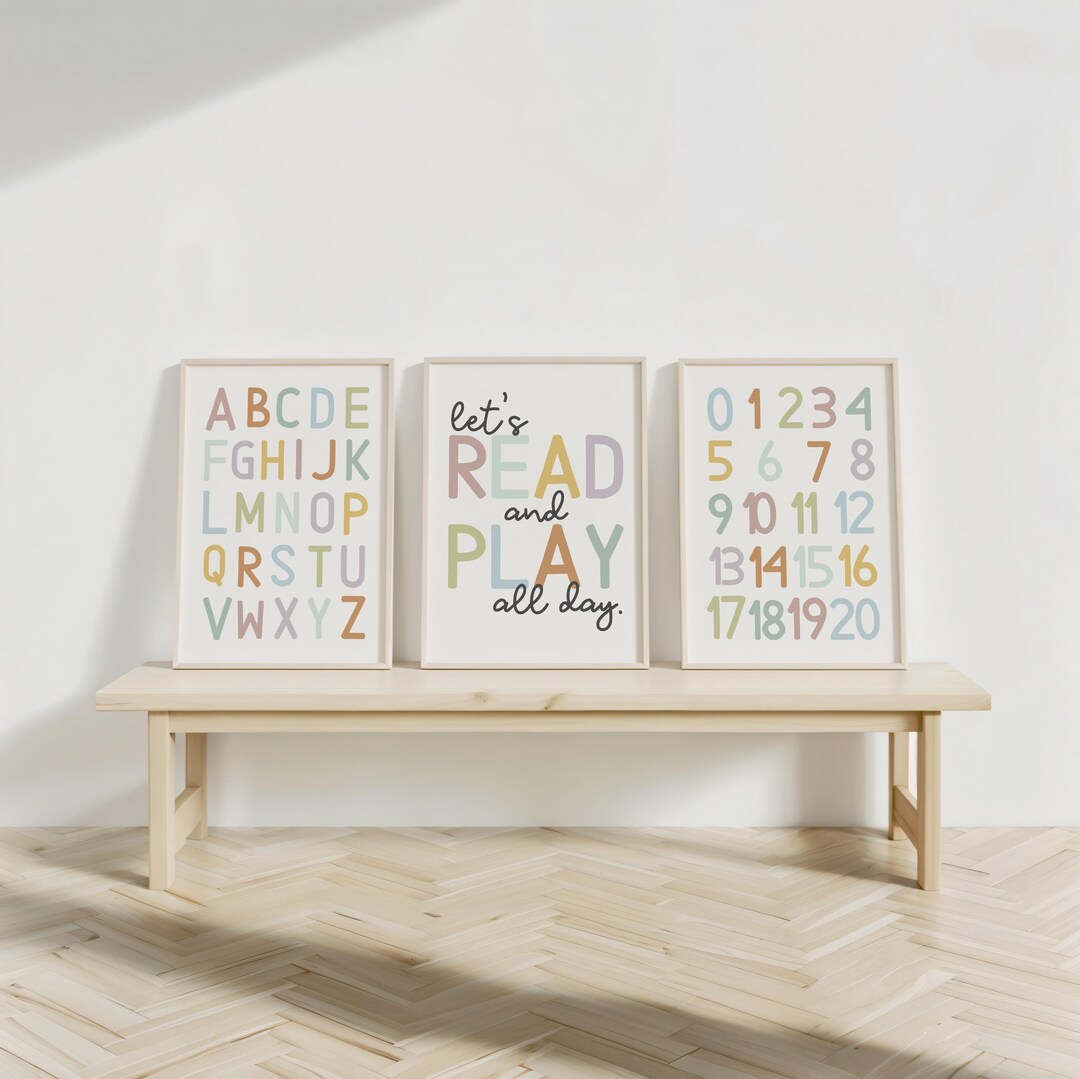 Educational Kids Print Set: Alphabet, Numbers, Playroom Decor - Etsy