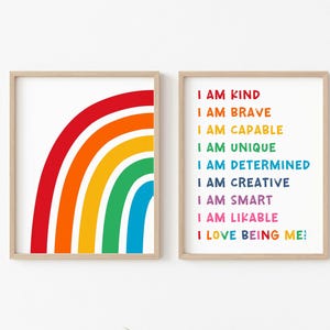 Rainbow Affirmation Wall Art Set - Inspirational Kids Room Decor ...
