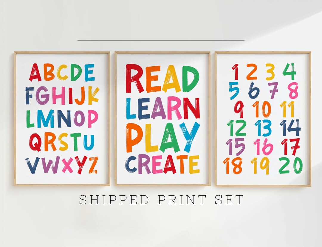 Read Learn Play Create Set of Playroom Prints, Playroom Wall Decor ...