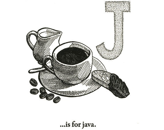 J is for Java Letterpress Print | Etsy