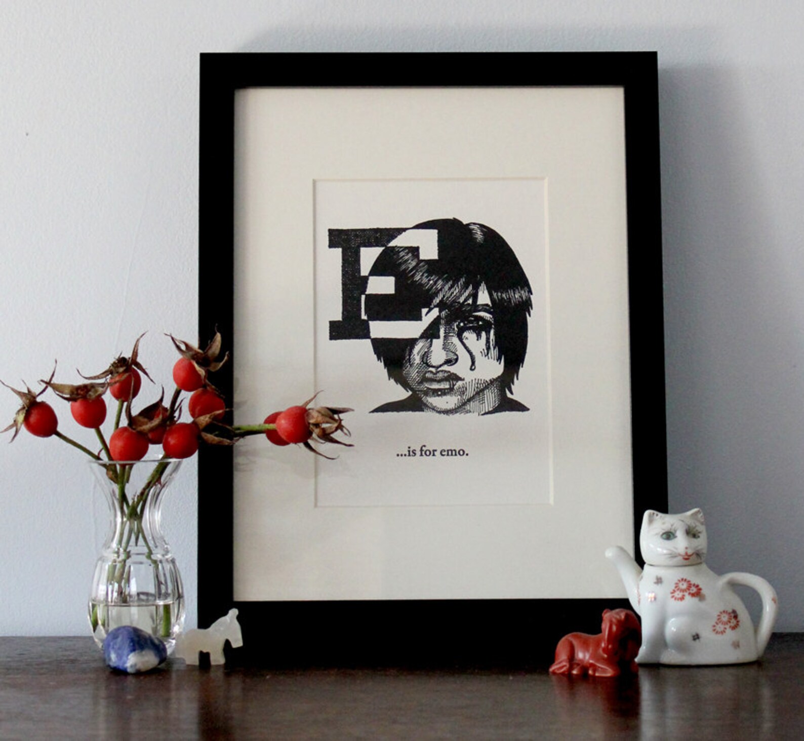 E is for Emo - Letterpress Print - Etsy