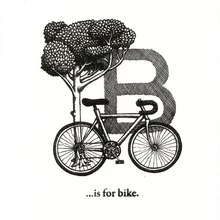 B is for Bike - Original Letterpress Print - Etsy