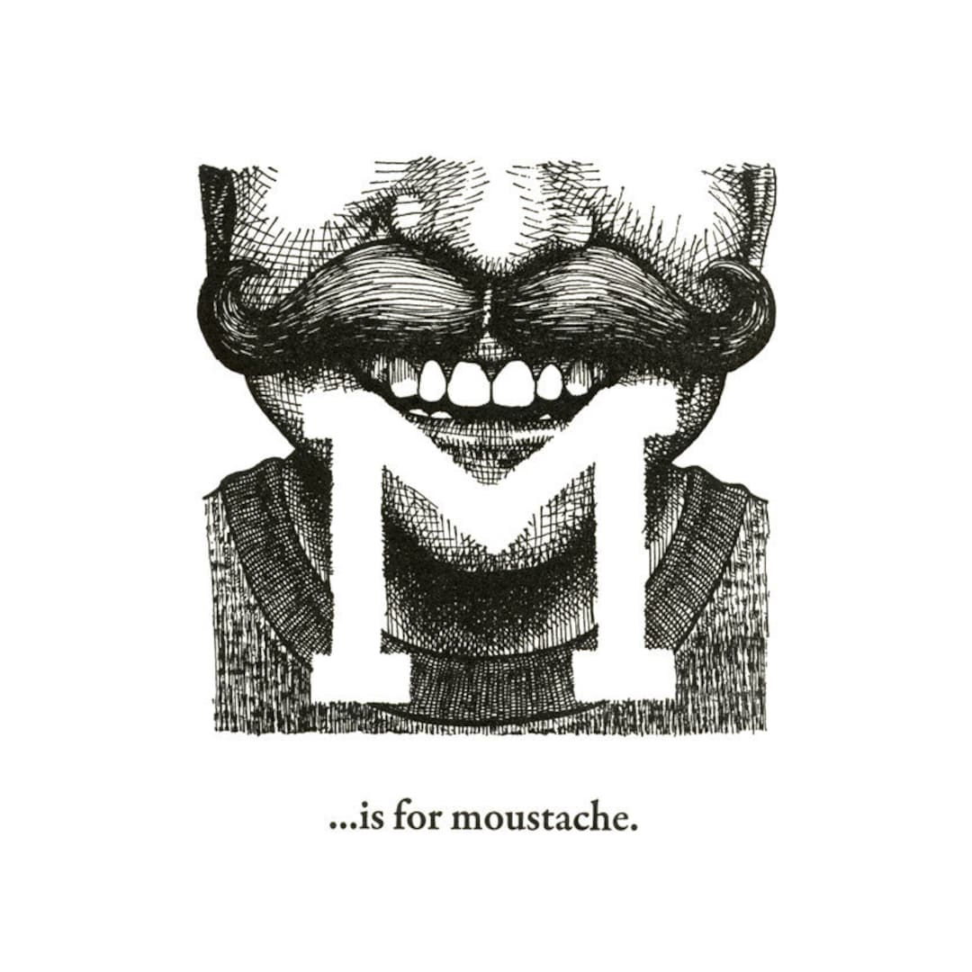 M is for Moustache - Original Letterpress Print - Etsy
