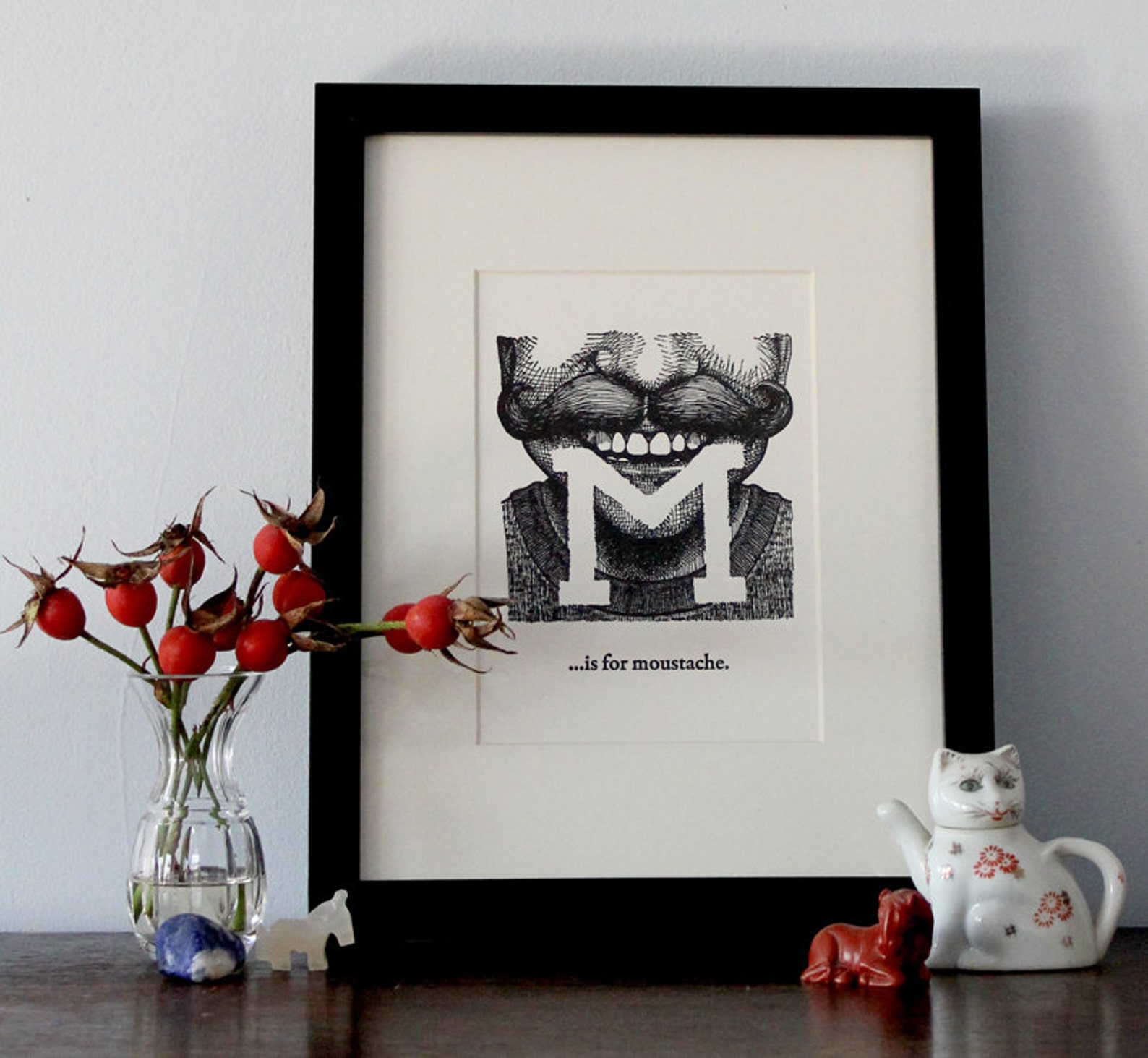 M is for Moustache - Original Letterpress Print - Etsy