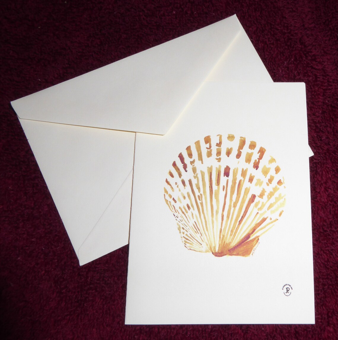Scallop Folded Note Card - Custom Printed Sea Shell Image - Thank You ...