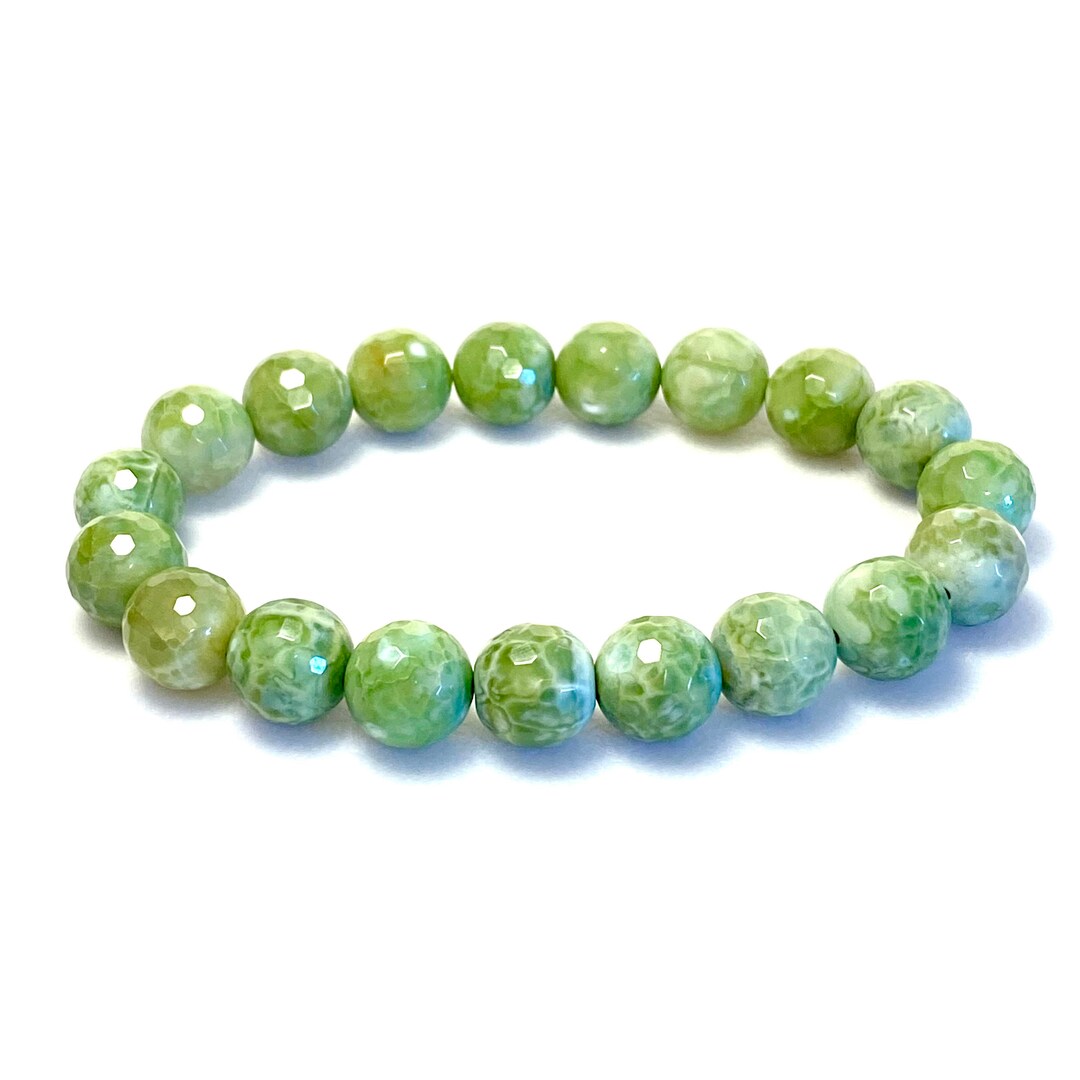Chunky Green “dragon Skin” Agate Bracelet - Etsy