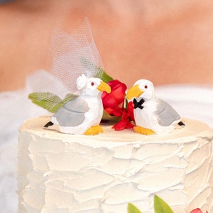 NEW! Seagull Wedding Cake Topper - Handcarved, Wooden Bride & Groom ...