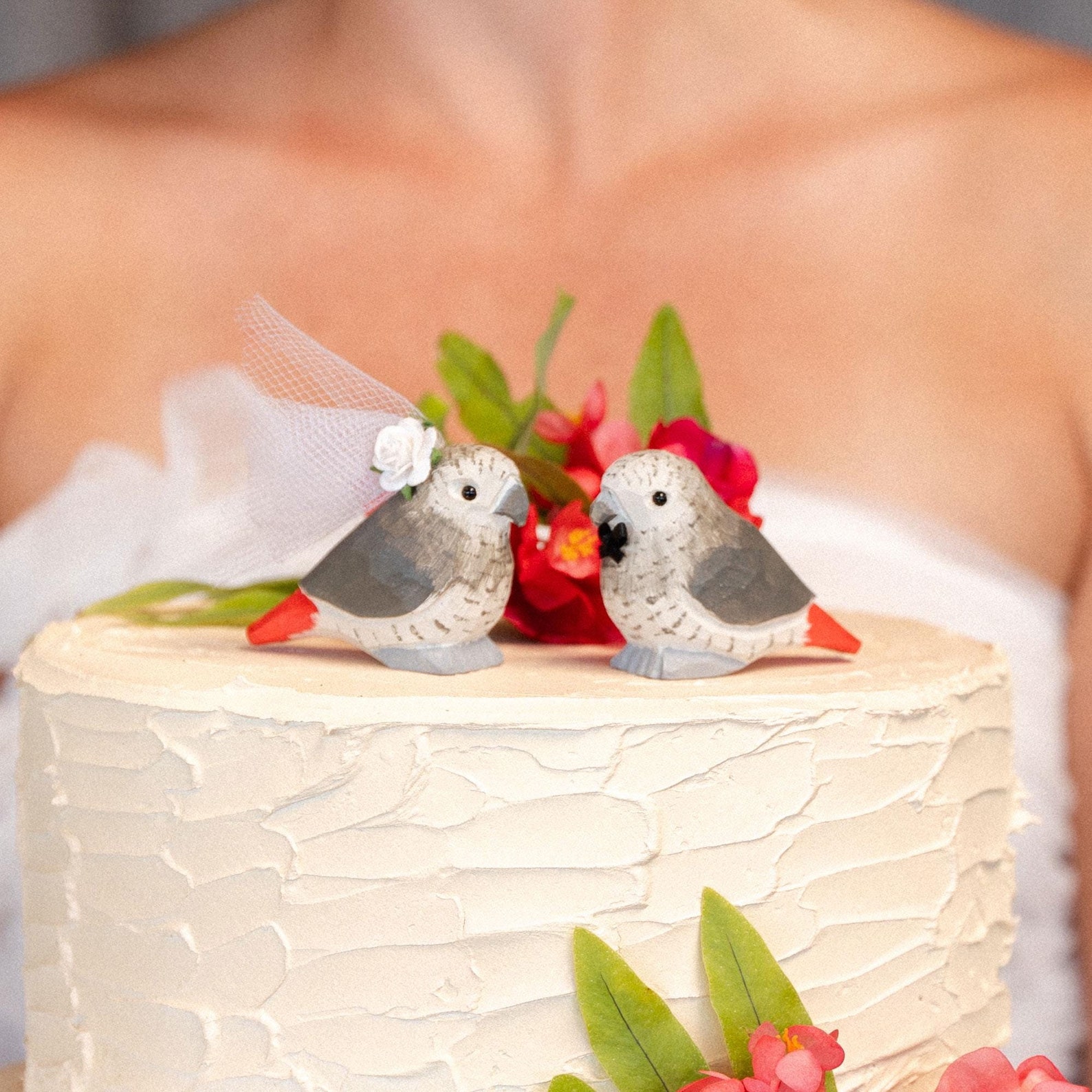 African Grey Parrot Wedding Cake Topper - Handcarved, Wooden Parrot ...