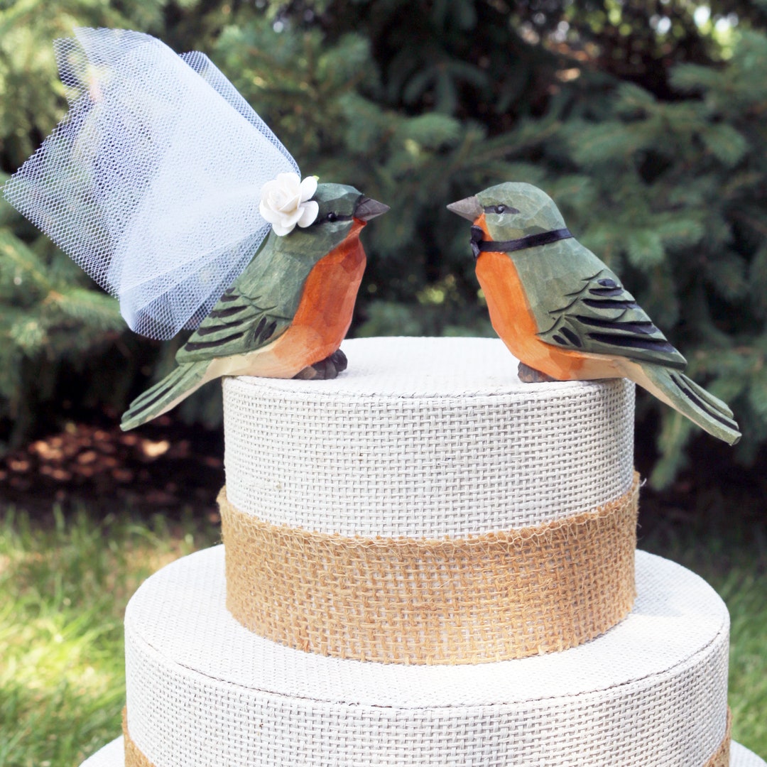 American Robin Cake Topper: Handcarved, Handpainted Wooden Bride ...