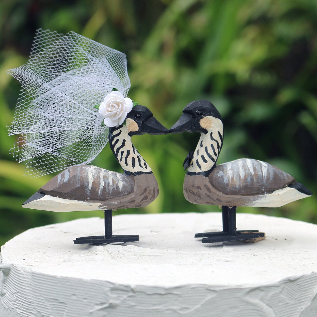 Tropical Hawaiian Nene Goose Wedding Cake Topper: Handcarved Wooden ...