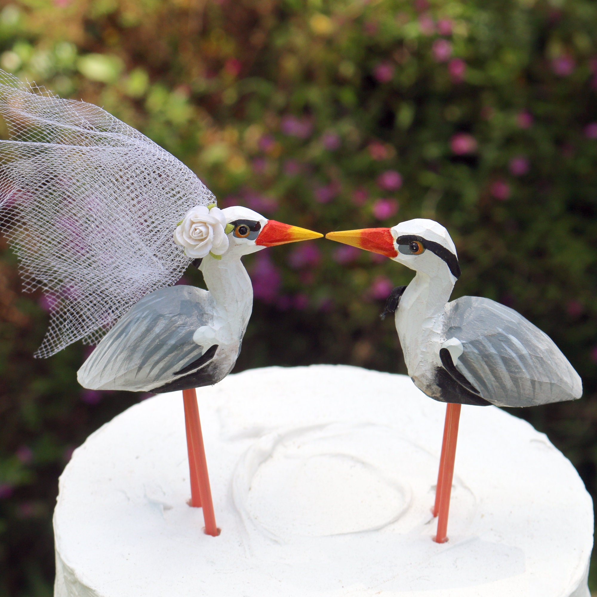 Blue Heron Wedding Cake Topper - Handcarved, Customized, and ...