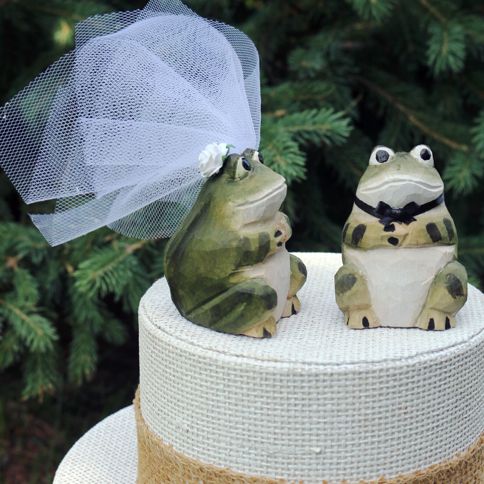 Frog Prince and Princess Wedding Cake Topper: Handcarved, Handpainted ...