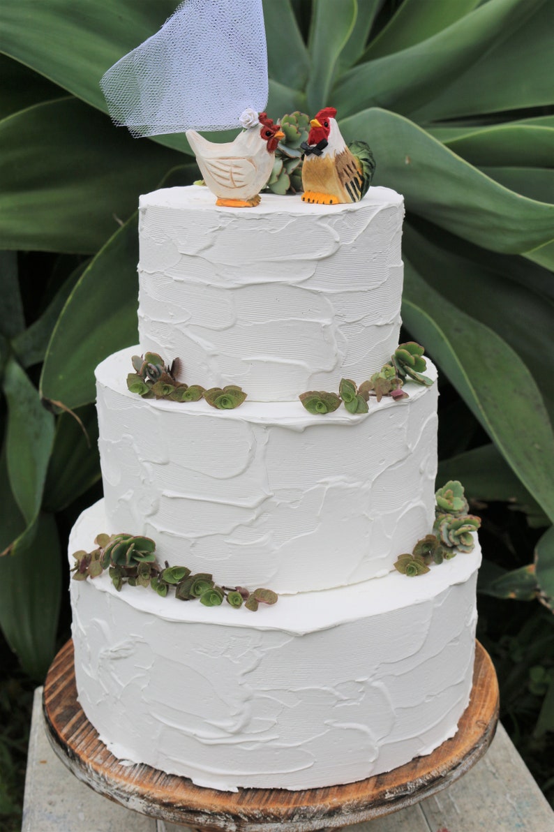 Barnyard Chicken Wedding Cake Topper: Farm Fancy Bride & Groom for ...