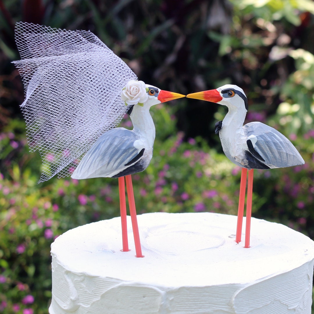 Blue Heron Wedding Cake Topper - Handcarved, Customized, and ...