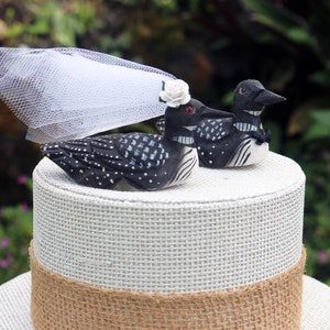 Minnesota Loon Wedding Cake Topper: Handcarved Wooden Bride and Groom ...