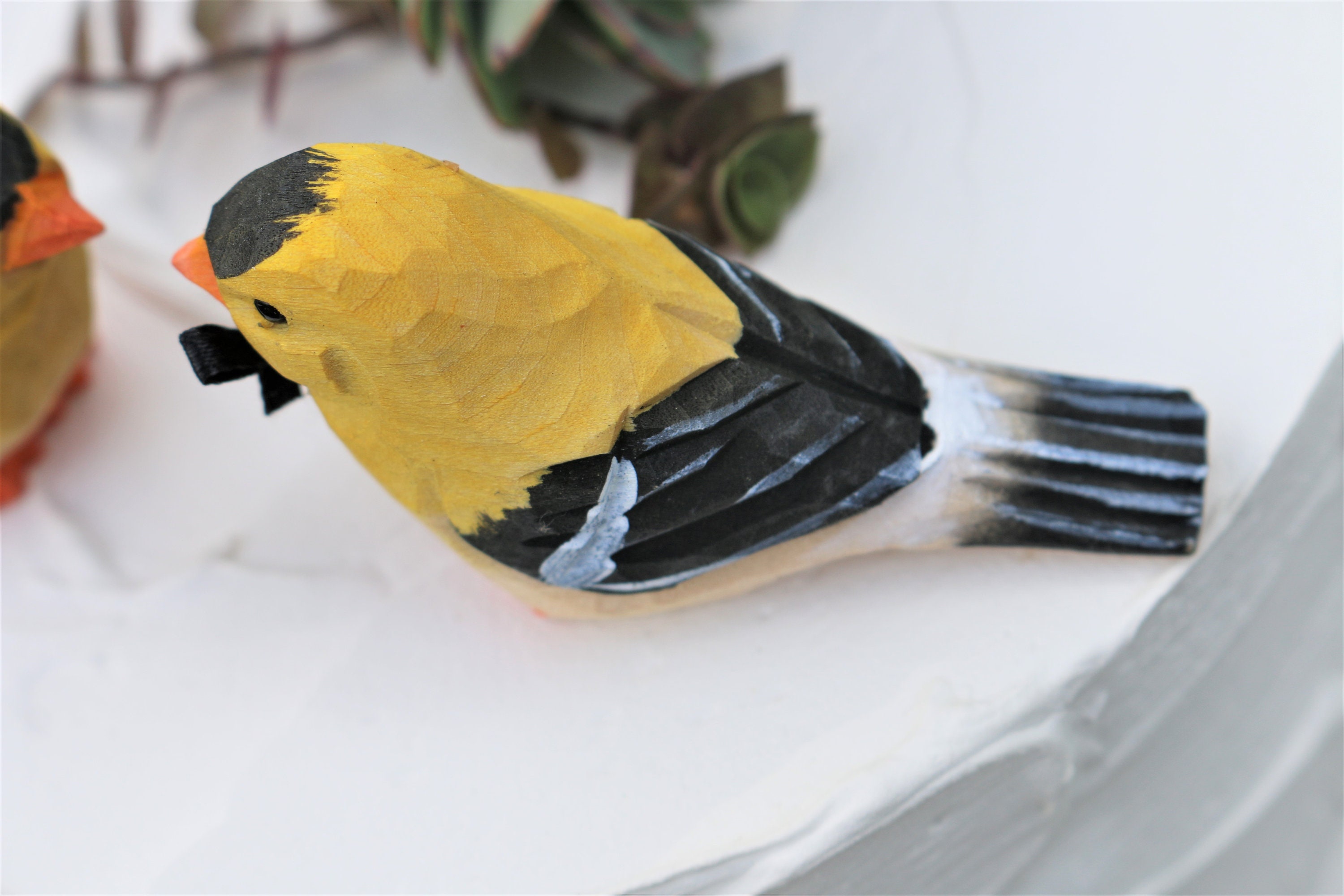 Goldfinch Wedding Cake Topper: Carved Wood Bird Figurine With Custom ...