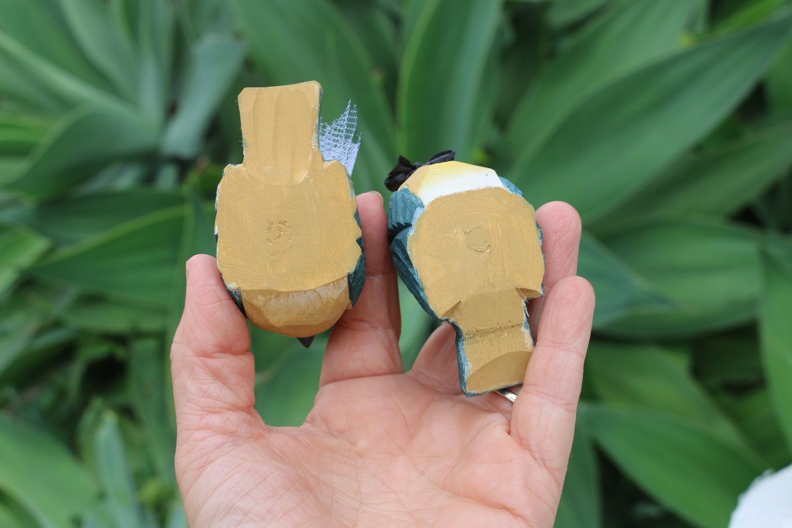 Tanager Bird Cake Topper in Mustard Yellow and Forest Green Carved Wood ...