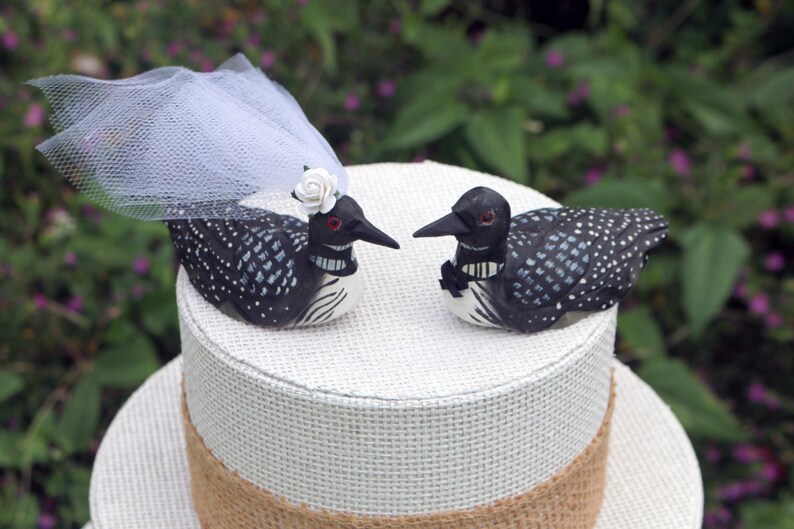 Minnesota Loon Wedding Cake Topper: Handcarved Wooden Bride - Etsy
