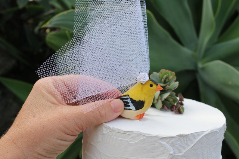 Goldfinch Wedding Cake Topper: Carved Wood Bird Figurine With - Etsy
