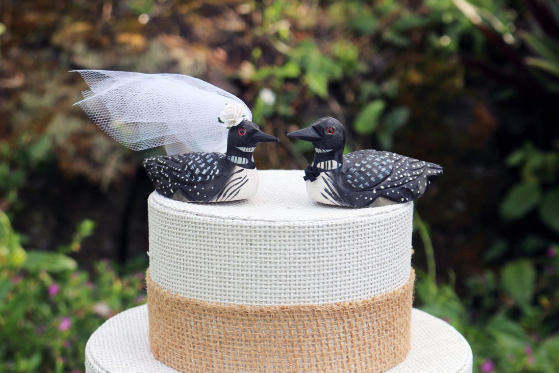 Minnesota Loon Wedding Cake Topper: Handcarved Wooden Bride - Etsy