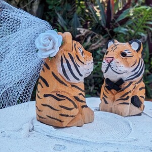 New! Tiger Cake Topper: Handcarved Wooden Tiger Bride and Groom Cake ...