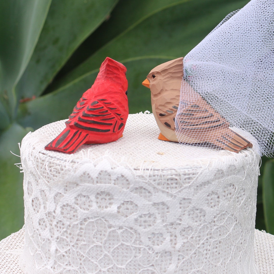 Cardinal Wedding Cake Topper: Handcarved Wooden Bride and - Etsy