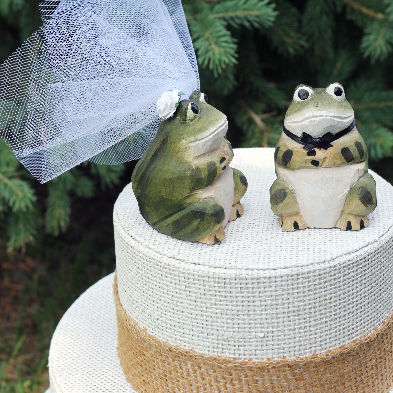 Frog Prince and Princess Wedding Cake Topper: Handcarved, Handpainted ...