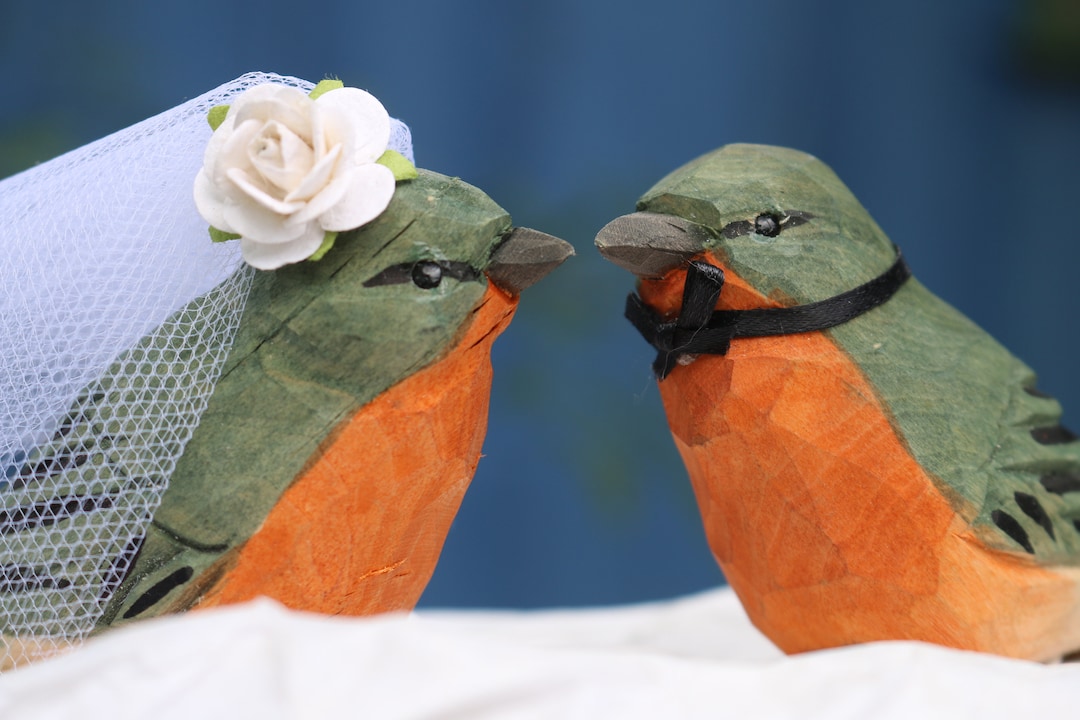 Robins Wedding Cake Topper Newlywed Ornament Bird Lover Anniversary ...