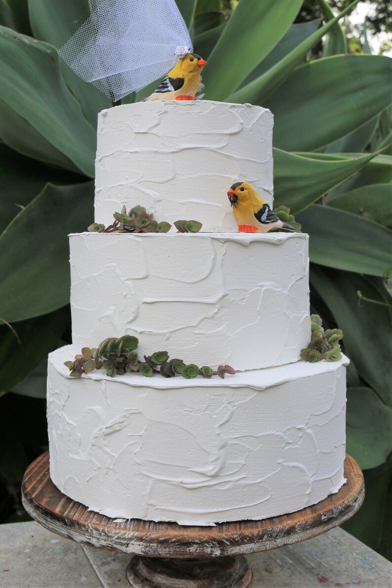 Goldfinch Wedding Cake Topper: Carved Wood Bird Figurine With - Etsy