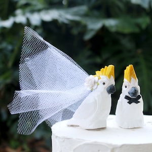 Cockatoo Wedding Cake Topper - Handcarved, Customized, and Personalized ...