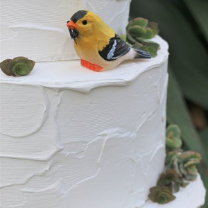 Goldfinch Wedding Cake Topper: Carved Wood Bird Figurine With Custom ...