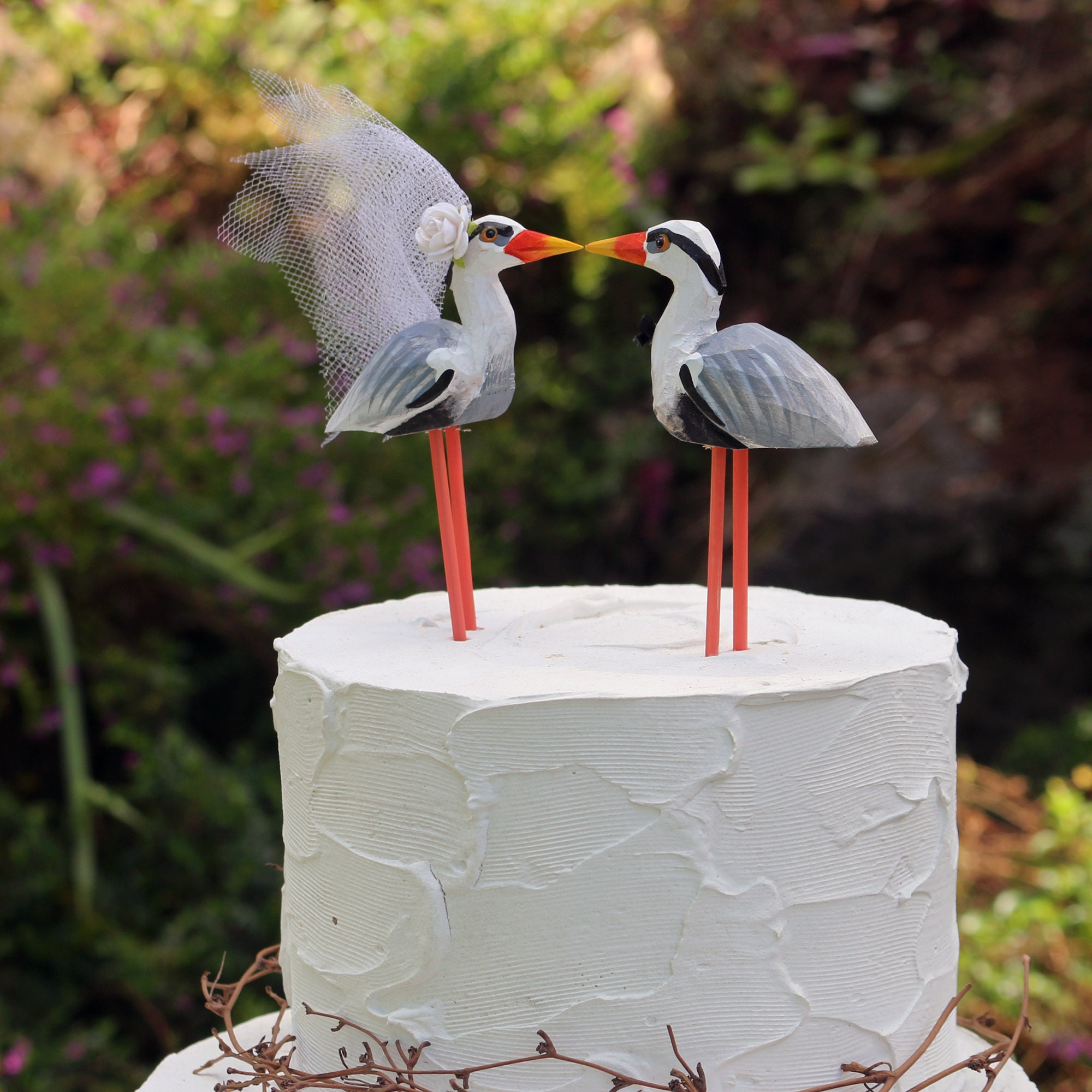 Blue Heron Wedding Cake Topper - Handcarved, Customized, and ...