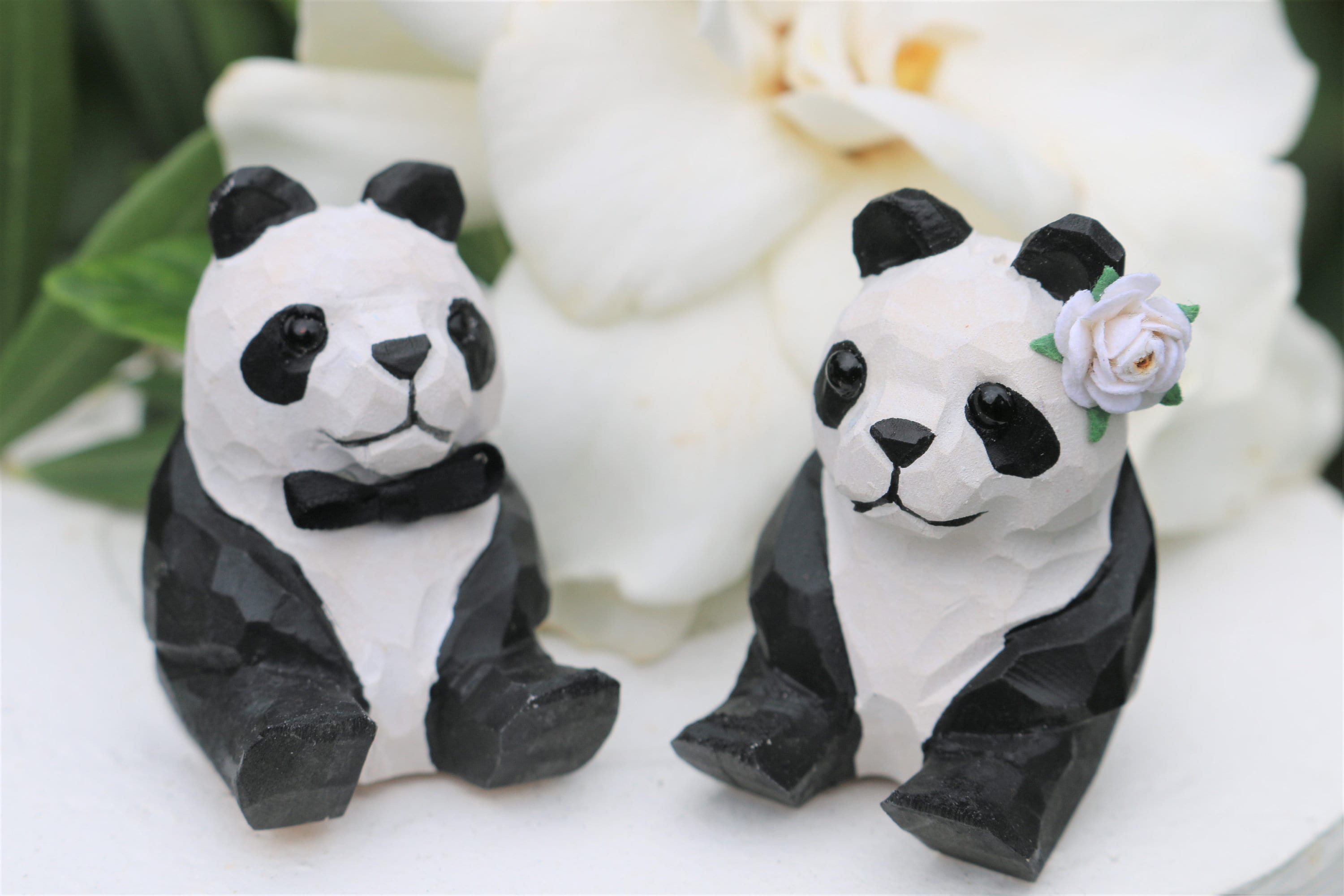 Panda Bear Wedding Cake Topper for Chinese Wedding: Handcarved Wooden ...