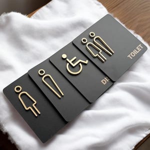 Modern Toilet Sign, Acrylic Bathroom Wall Sign, Minimalist Restroom ...