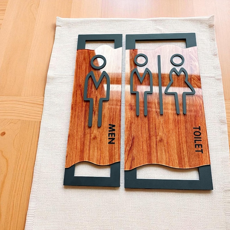 Modern Acrylic Toilet Sign, Restroom Door Sign, Minimalist Bathroom ...