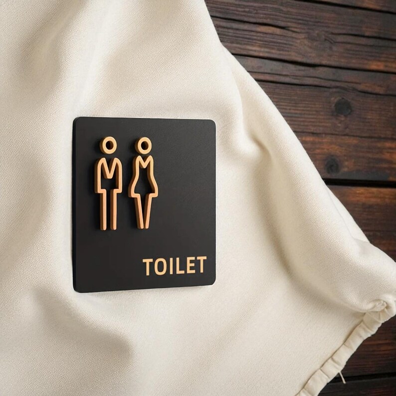 Modern Restroom Sign, Acrylic Toilet Wall Plaque, Minimalist Bathroom ...