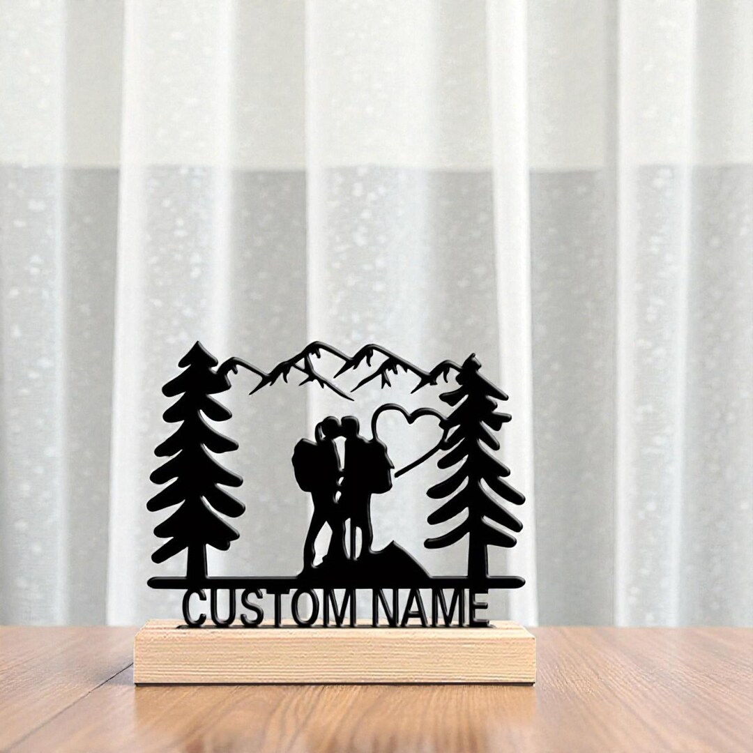 Custom Couple Hiking Metal Wall Art, Personalized Name Plaque, Outdoor ...