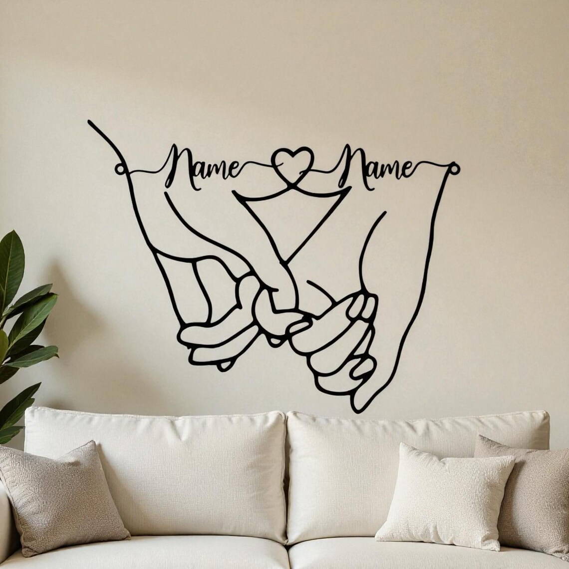 Custom Metal Wall Art, Personalized Pinky Promise Hands Design With ...
