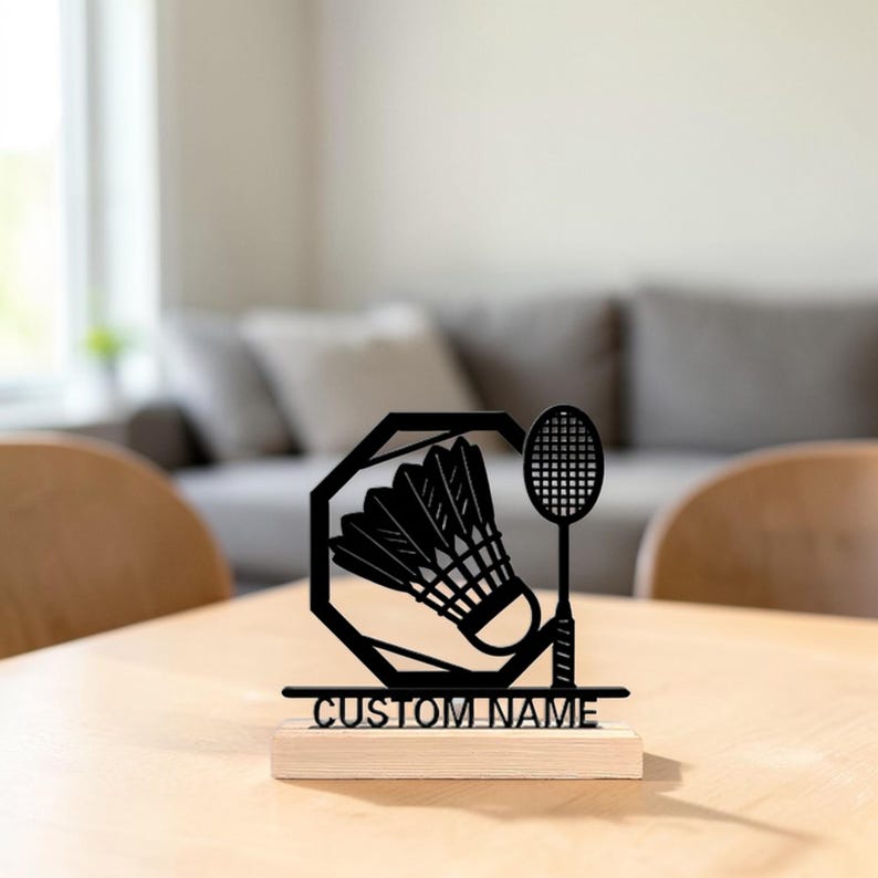 Custom Badminton Name Plaque, Personalized Shuttlecock Metal Sign ...